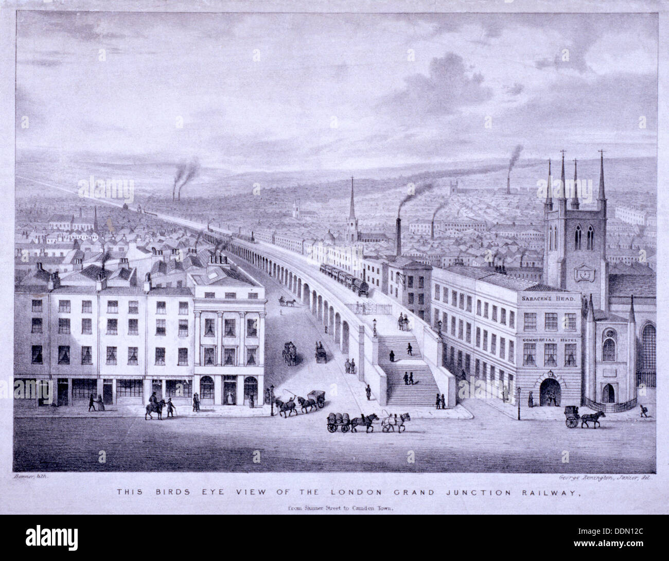 Birdseye view of Grand Junction Railway, London, c1835. Artist: Joseph ...