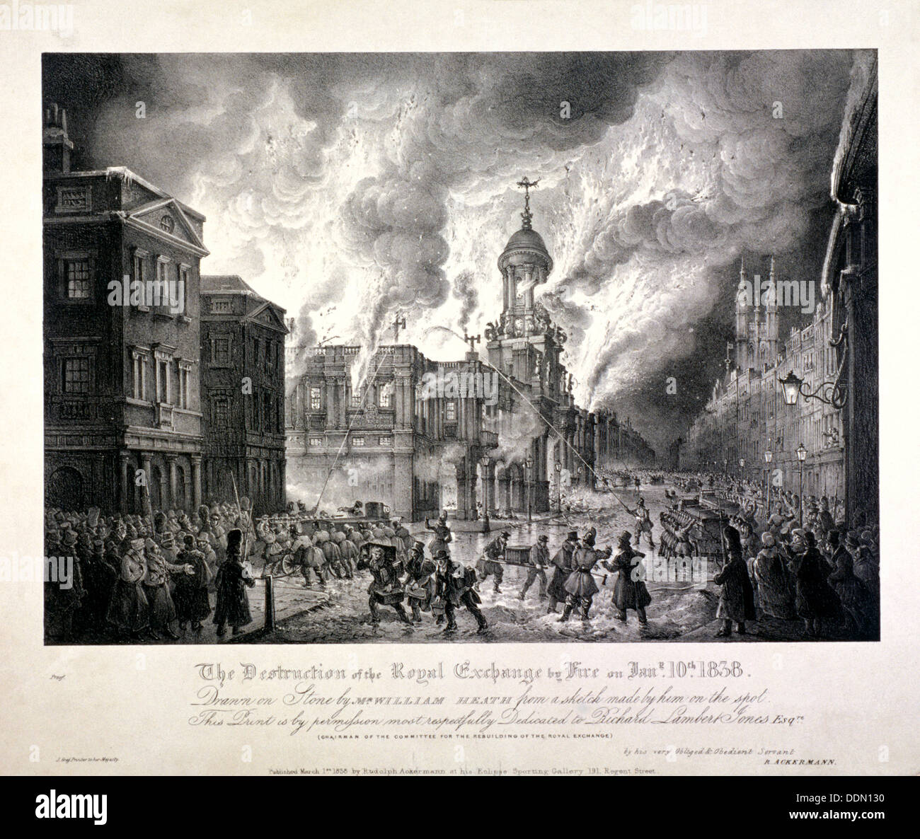 Royal Exchange (2nd) fire, 1838. Artist: J Graf Stock Photo - Alamy