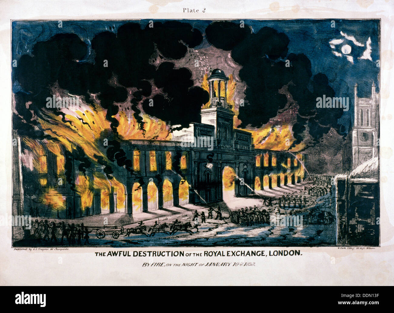 The Awful Destruction of the Royal Exchange (2nd) fire, London, 1838 ...