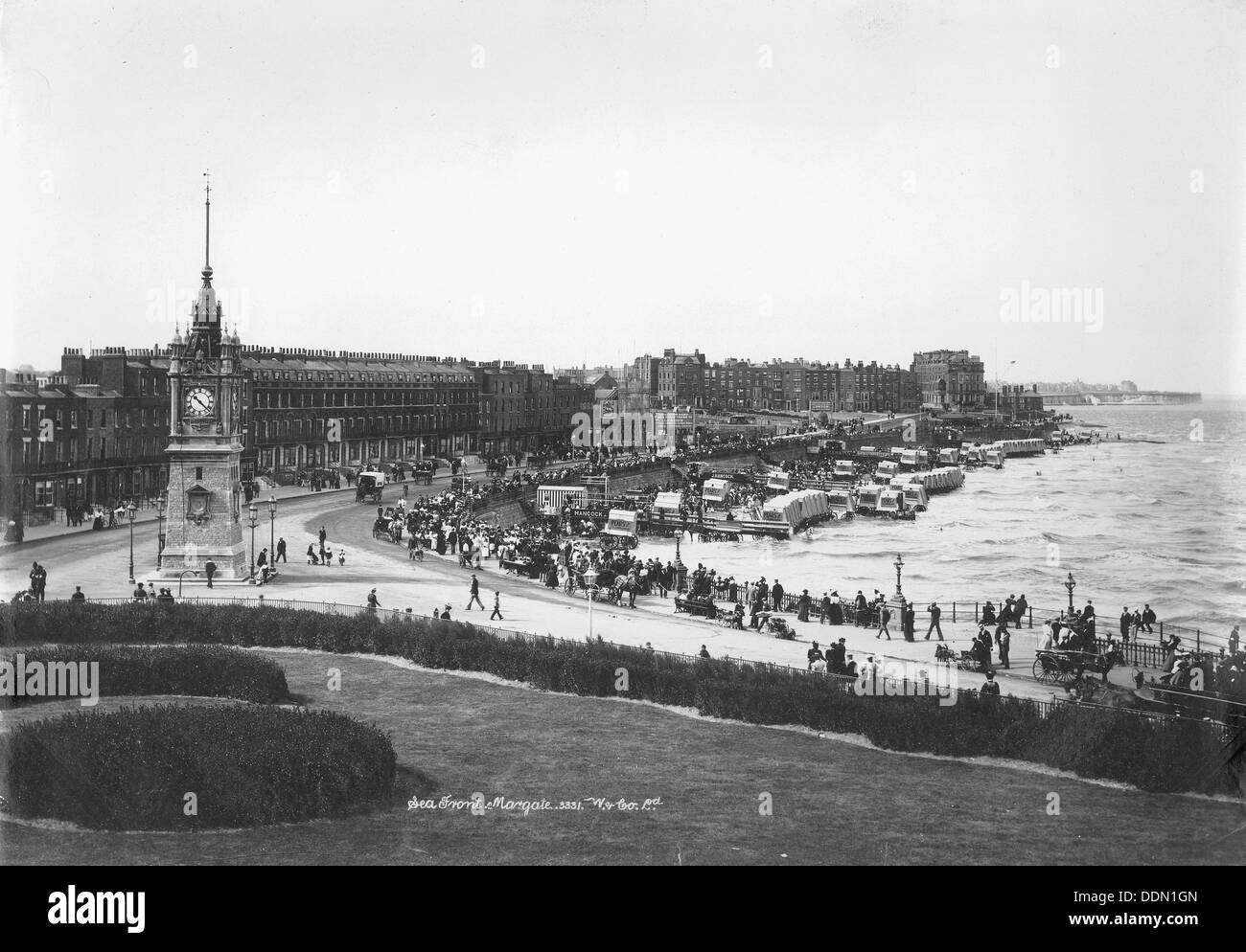 The seafront and clock tower at Margate, Kent, 1890-1910. Artist ...