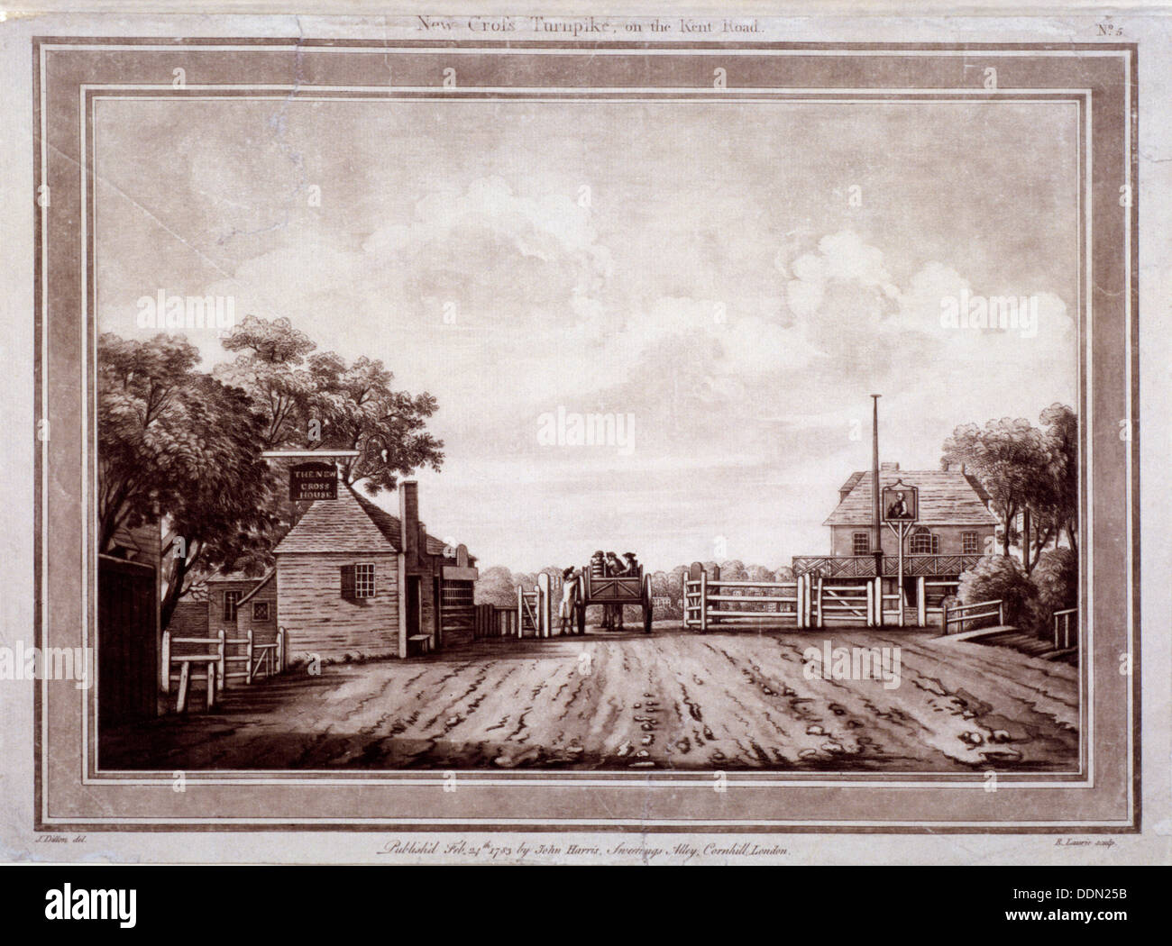 New Cross turnpike on the Old Kent Road, Deptford, London, 1783. Artist ...