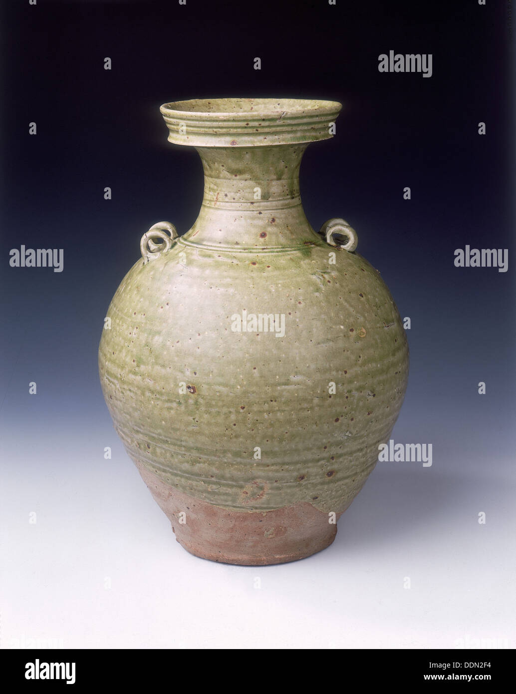 Yue stoneware vase with twin loops on shoulders, Western Jin dynasty ...