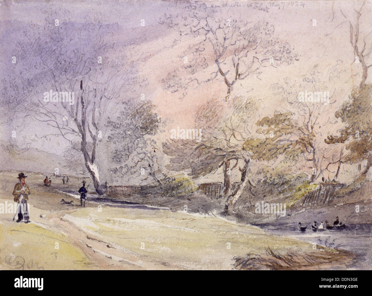 Fleet River, Hampstead, London, 1834. Artist: George Shepheard Stock ...