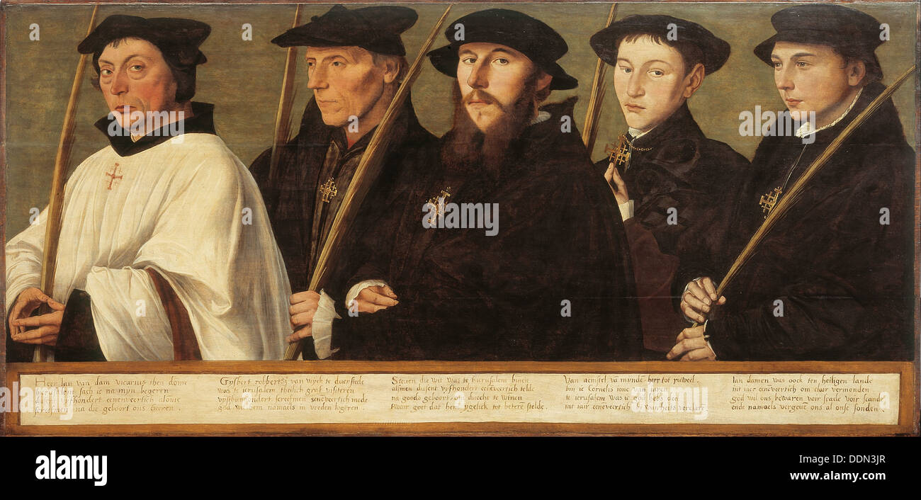 Five members of the utrecht brotherhood of jerusalem pilgrims hi-res ...
