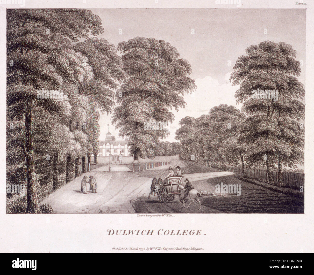 Dulwich College, Camberwell, London, 1792. Artist: William Ellis Stock ...