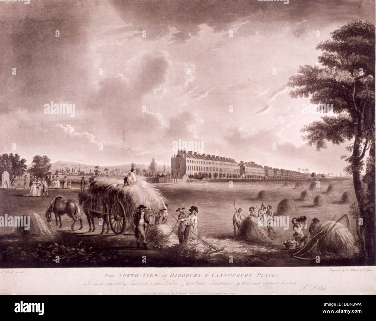 Highbury, Islington, London, 1787. Artist: Robert Pollard Stock Photo ...