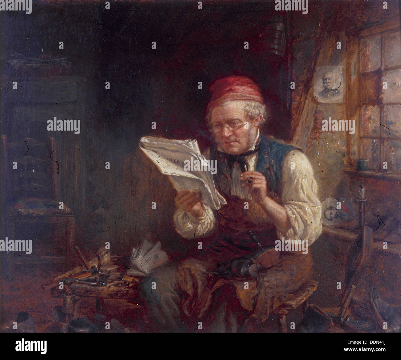 Man smoking pipe reading newspaper hi-res stock photography and images ...