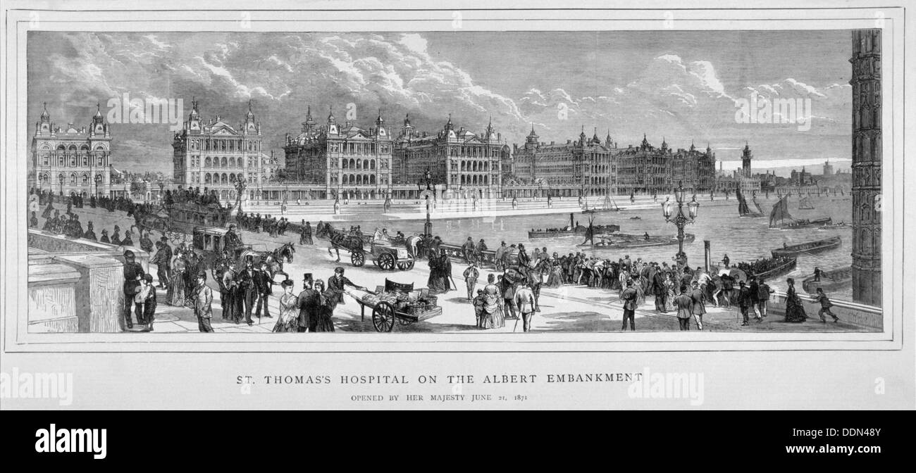 St Thomas' Hospital, Lambeth, London, 1871. Artist: Anon Stock Photo ...