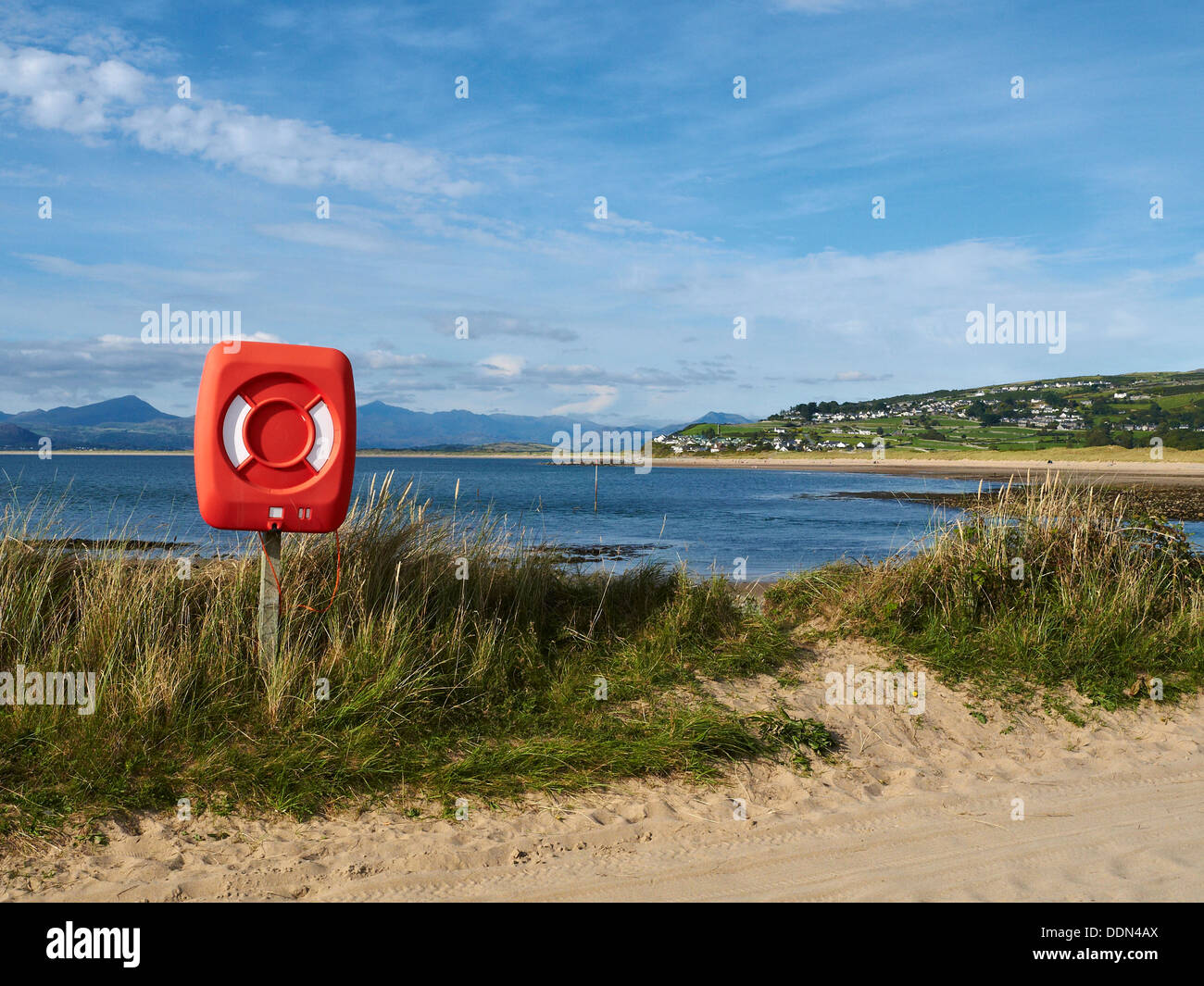 Life buoy on Shell Island North Wales UK Stock Photo - Alamy