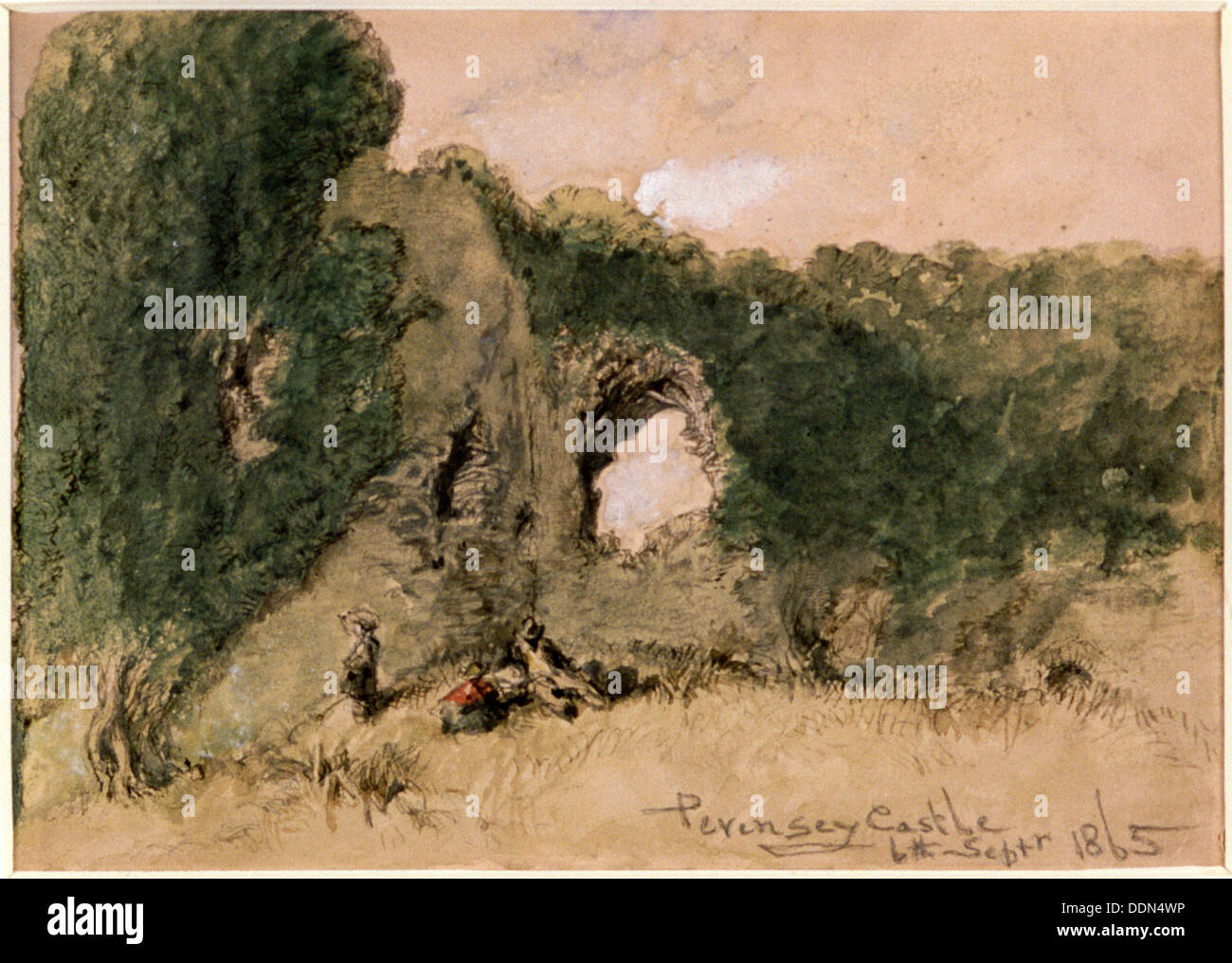 Pevensey Castle, East Sussex, 1865. Artist: Sir John Gilbert Stock ...