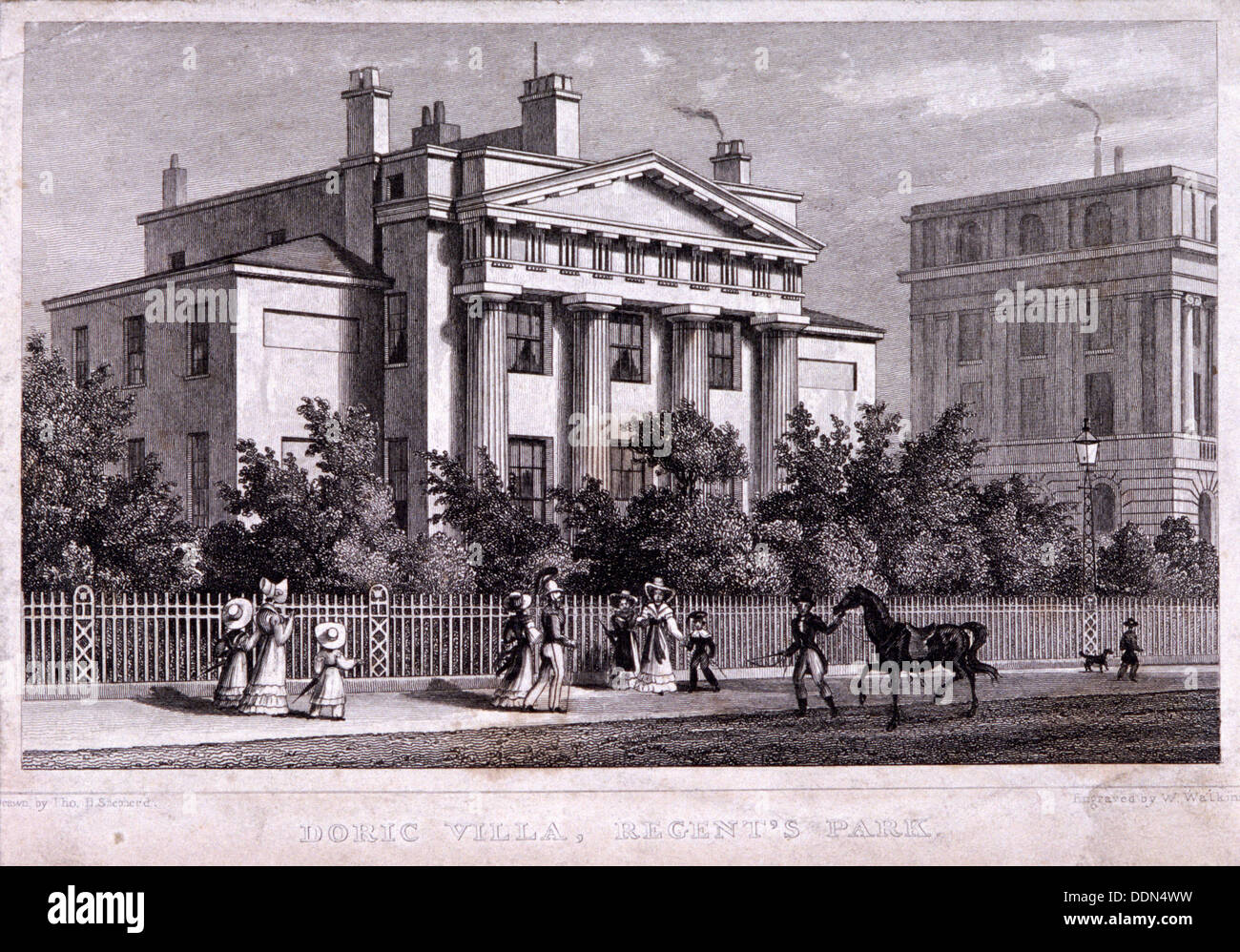 Villa at Regent's Park, Marylebone, London, 1827. Artist: W Watkins ...