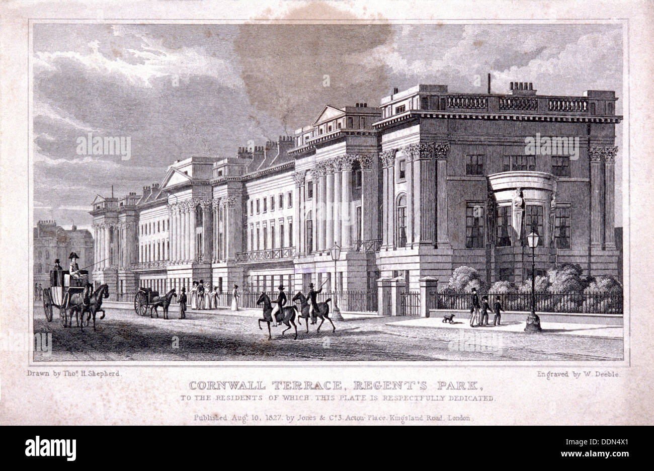 Cornwall Terrace, Regent's Park, Marylebone, London, 1827. Artist ...