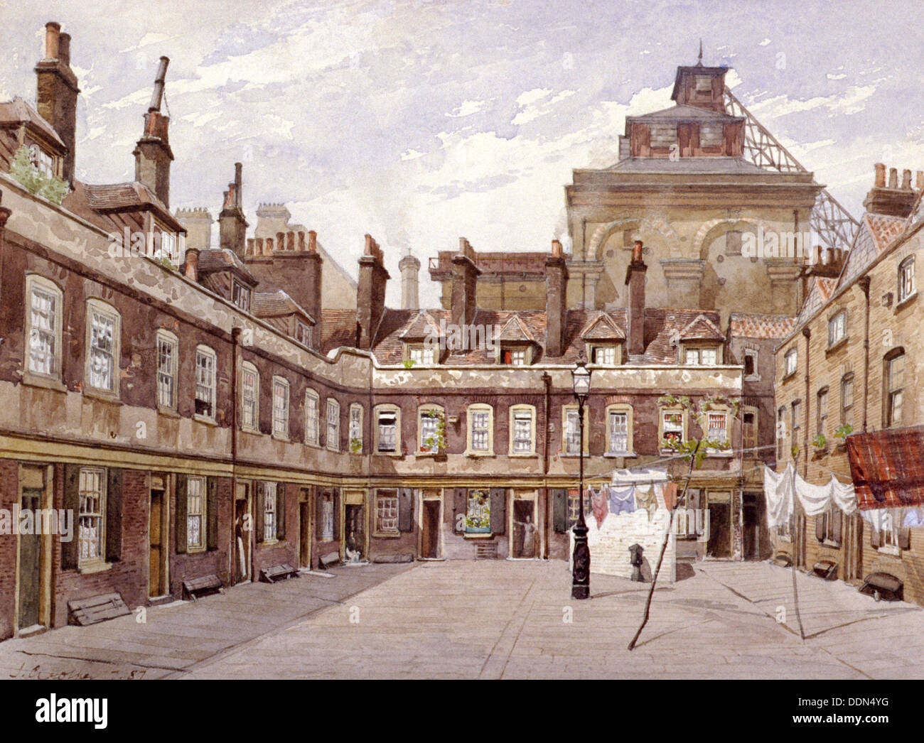 Haberdashers' Square, London, 1887. Artist: John Crowther Stock Photo ...