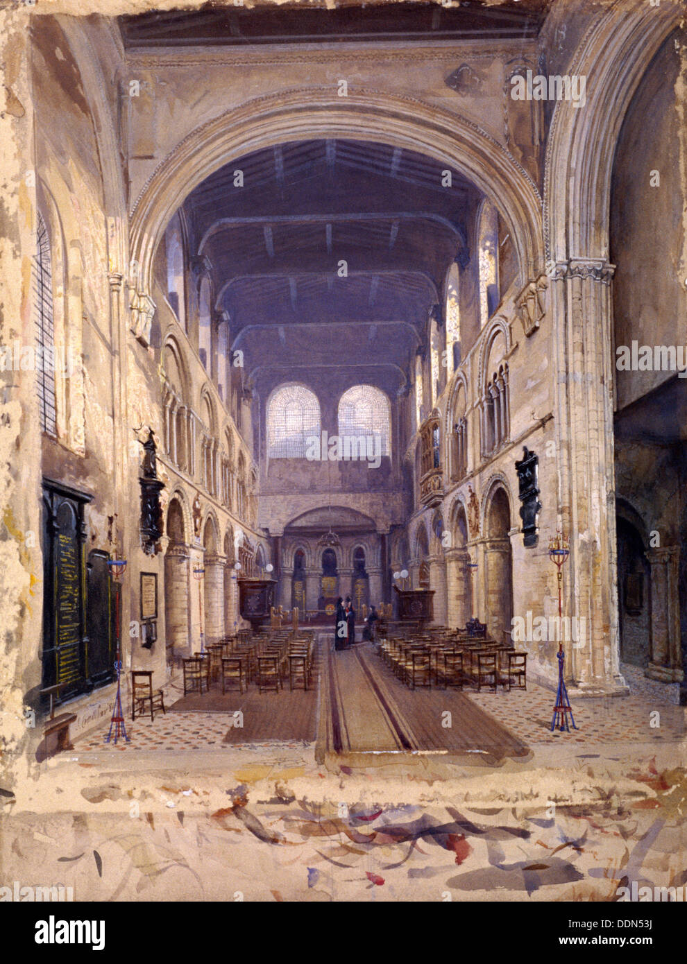 Interior of St Bartholomew's Priory, London, 1880. Artist: John ...