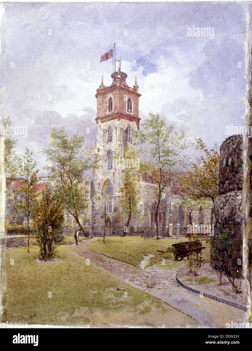 St Giles without Cripplegate, London, 1882. Artist: John Crowther Stock ...