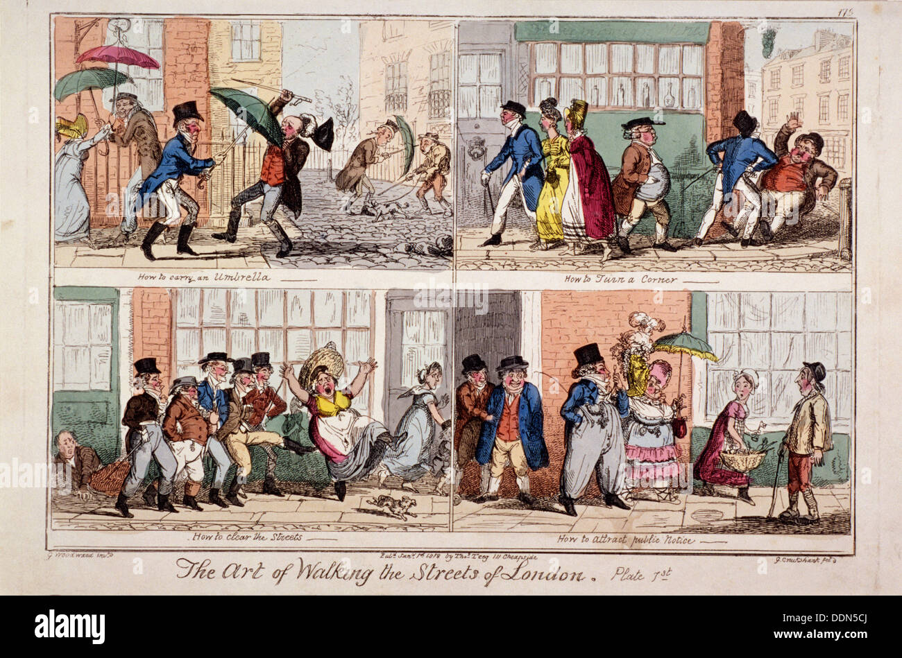 'Walking the streets of London', 1818. Artist: George Cruikshank Stock ...