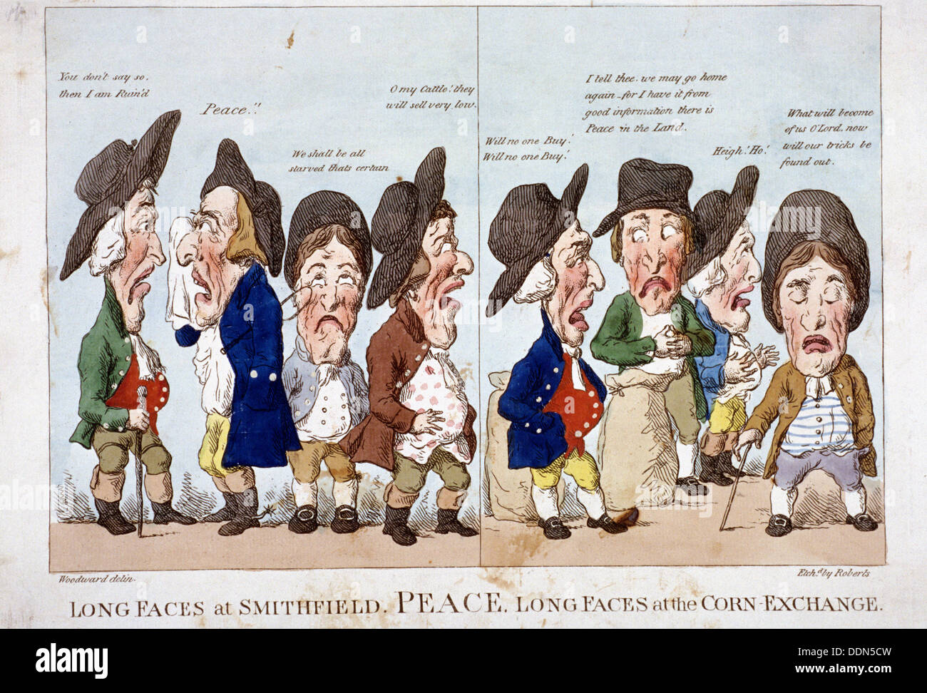 'Men bemoaning peace', Corn Exchange, London, 1815. Artist: Piercy ...