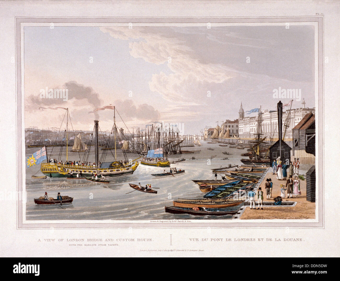 London Bridge (Old), London, 1820. Artist: Robert Havell Stock Photo ...