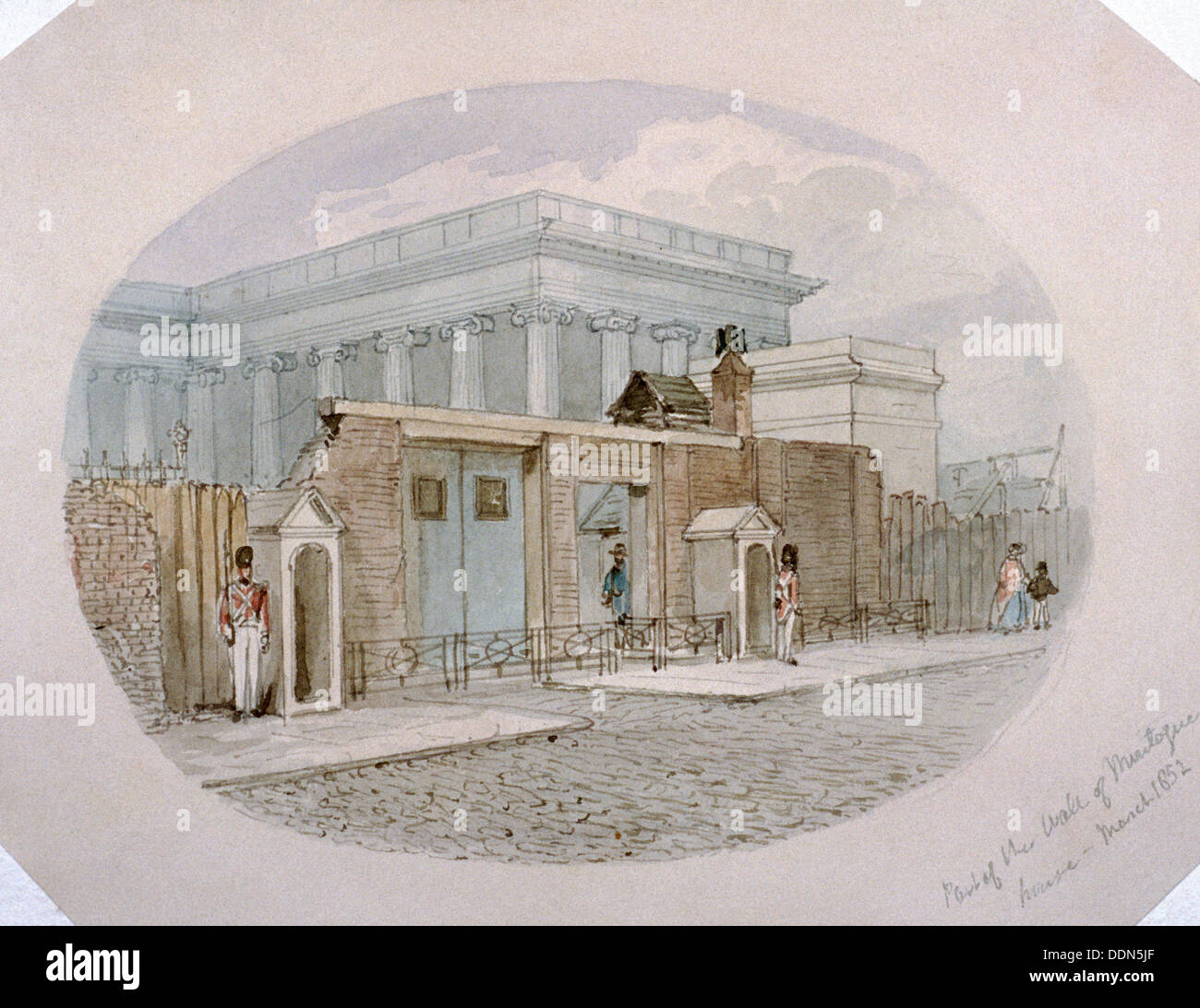 Montague House wall, British Museum, London, 1852. Artist: James ...