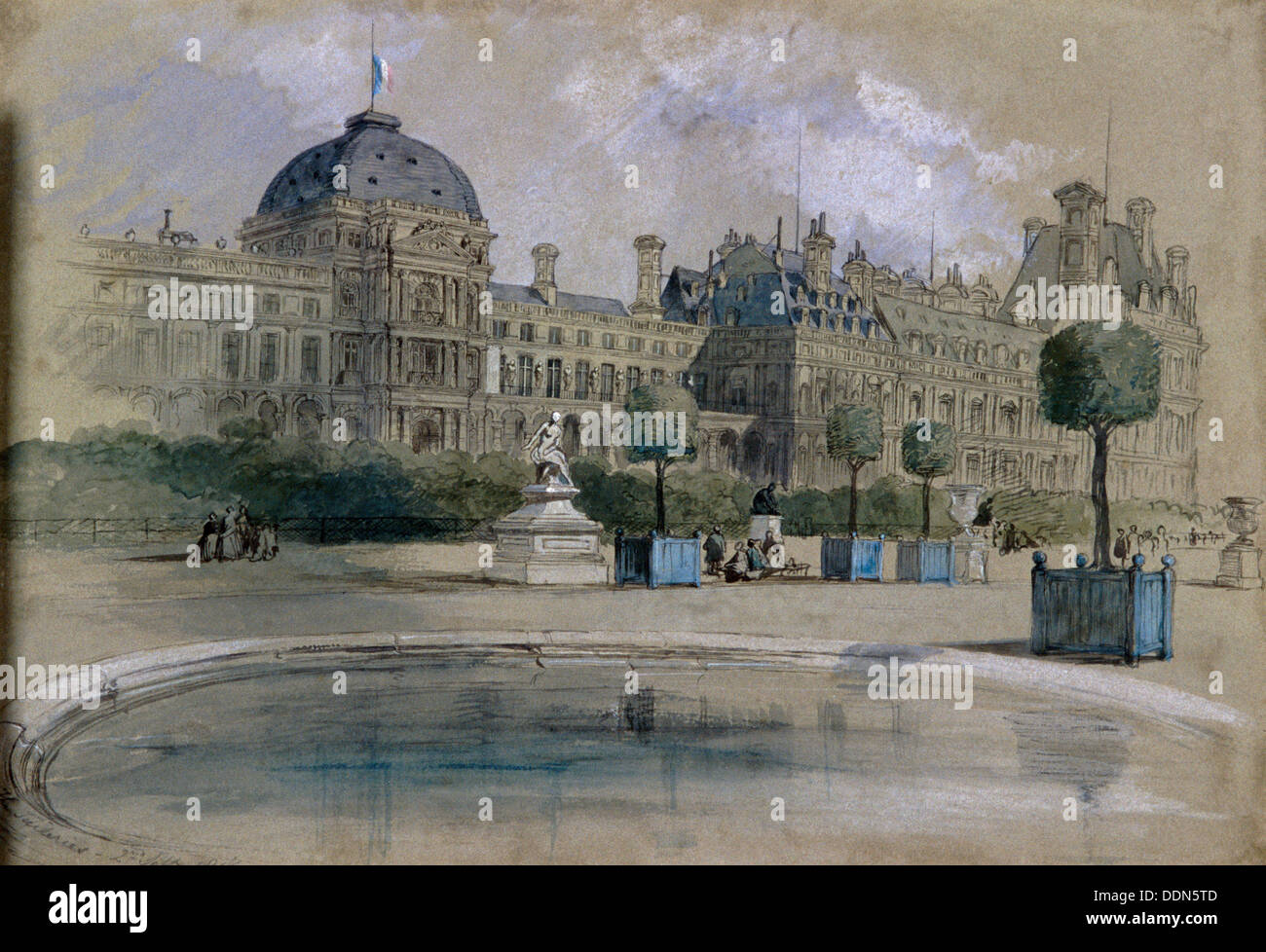 The Tuileries, Paris, France, 1846. Artist: Sir John Gilbert Stock ...