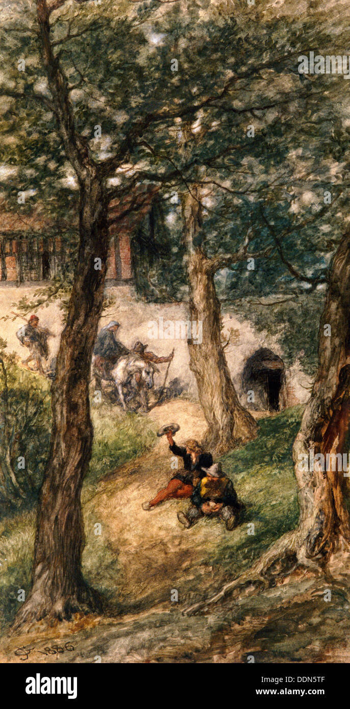 'Under the greenwood tree', 1886. Artist: Sir John Gilbert Stock Photo ...