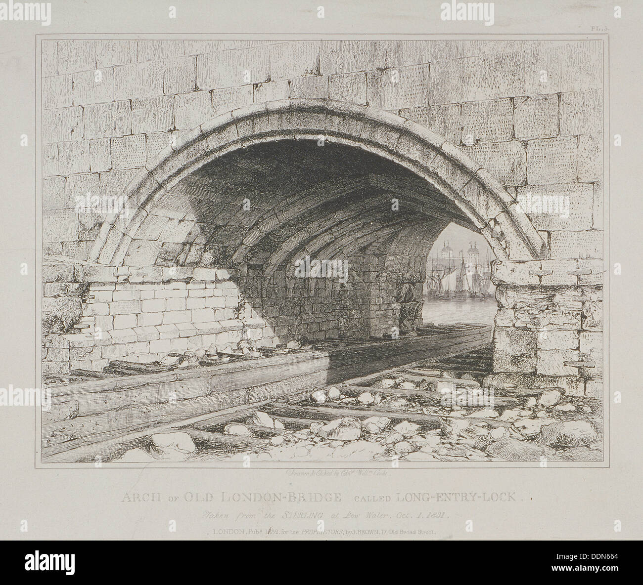 London Bridge (old), 1832. Artist: Edward William Cooke Stock Photo - Alamy