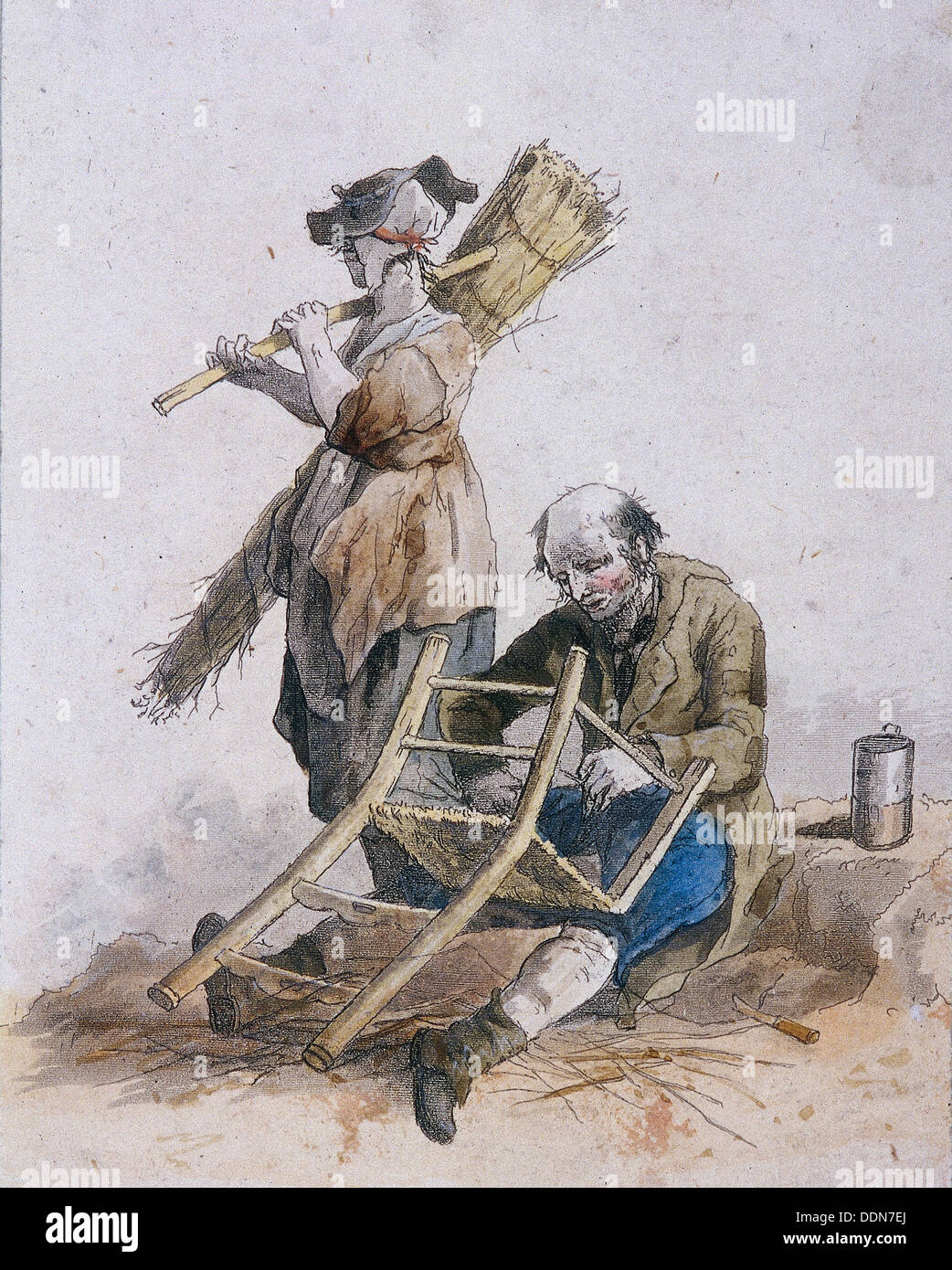 Two chair menders, Provincial Characters, 1804. Artist: William Henry ...