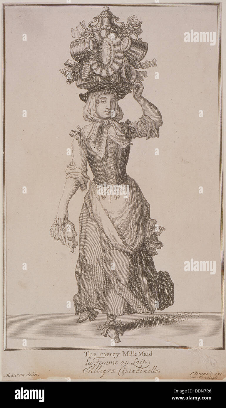 'The merry Milk Maid', Cries of London, (c1688?). Artist: Pierce ...