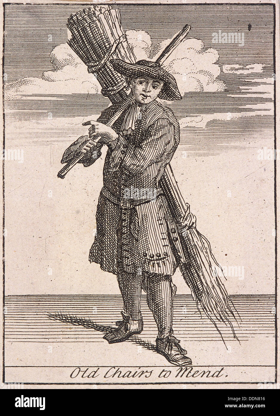 'Old Chairs to Mend', Cries of London, (c1688?). Artist: Anon Stock ...