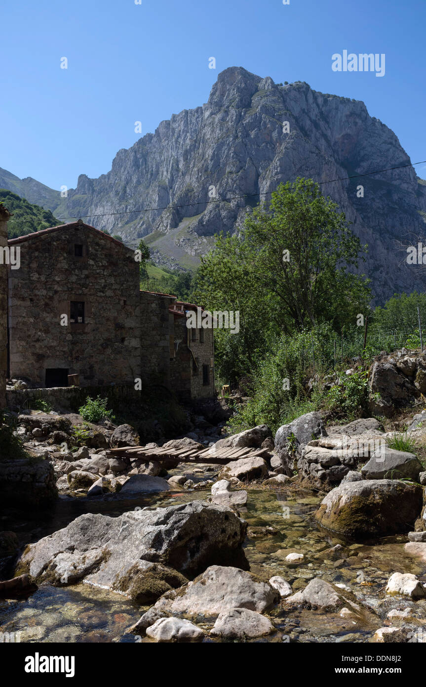 Mountain village of Bulnes, Asturias, Spain in the Picos de Europa ...
