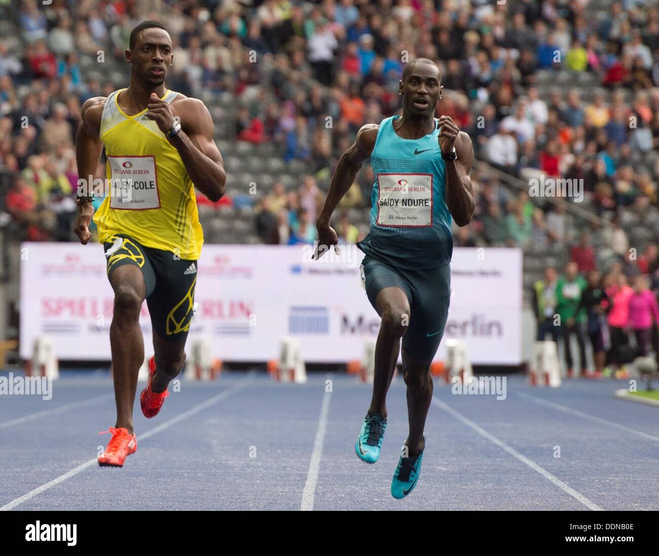 Jamaica's Kemar Bailey-Cole (L) in action to win the 100m race next to ...