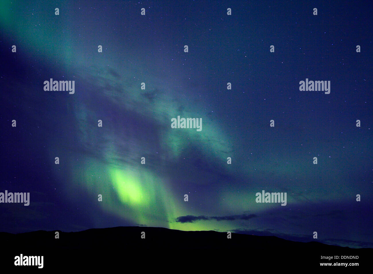 Polar lights, geothermal field, Haukadalur, Iceland, Europe Stock Photo ...