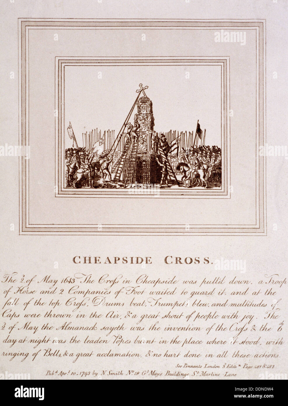 The destruction of the Cheapside Cross, London, 1793. Artist: Anon ...