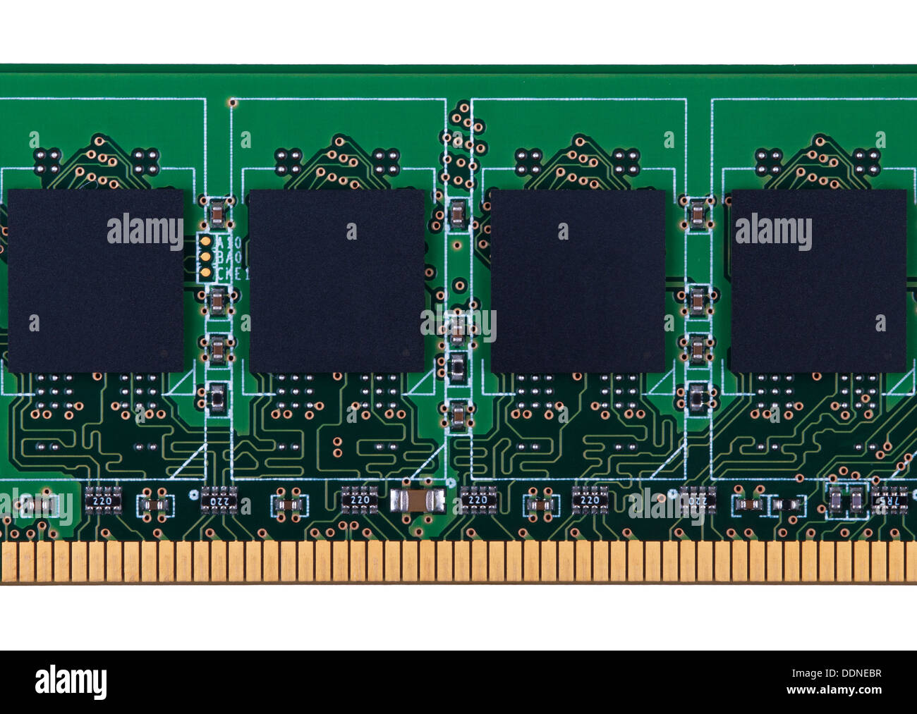 Partially View Of Sdram Ddr Pc Memory Module Close Up Isolated On