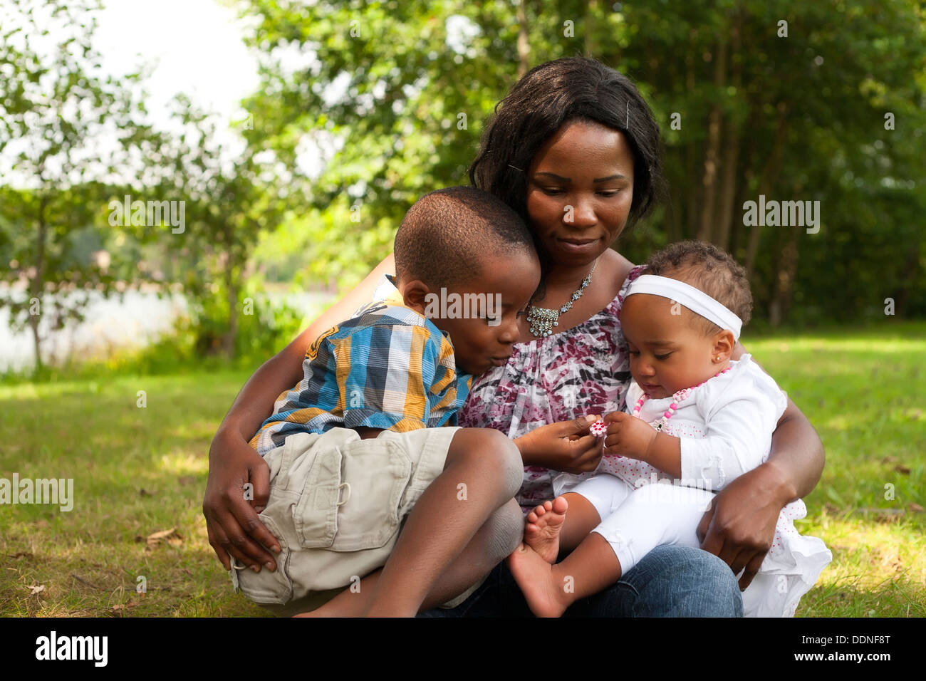 Happy mixed family is having a nice day in the park Stock Photo - Alamy