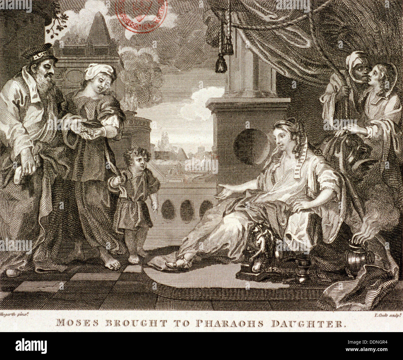'Moses brought to Pharaohs daughter', 1809. Artist: Thomas Cook Stock ...