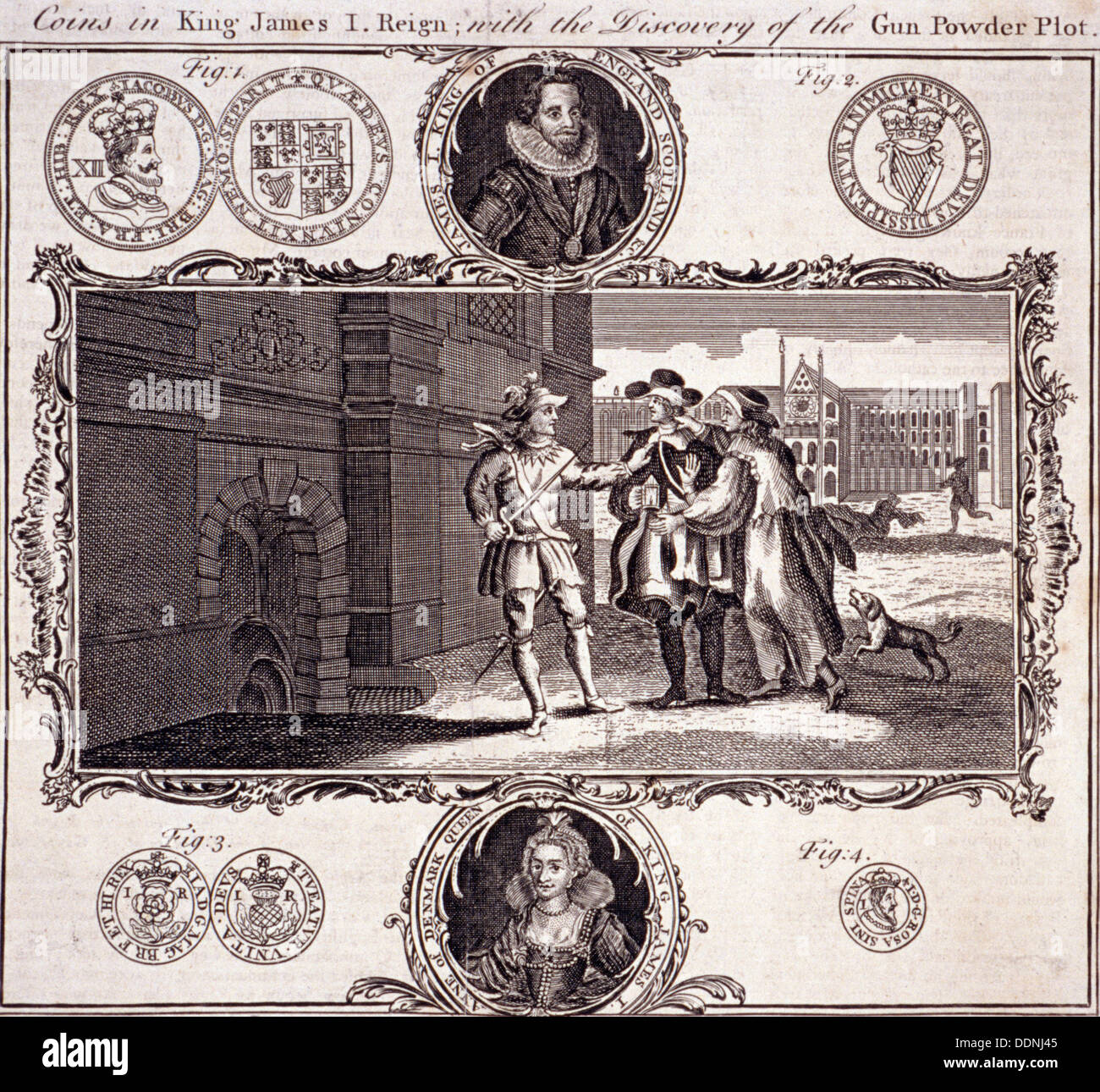 Scene of the discovery of the Gunpowder Plot, 1605, (c1780). Artist ...