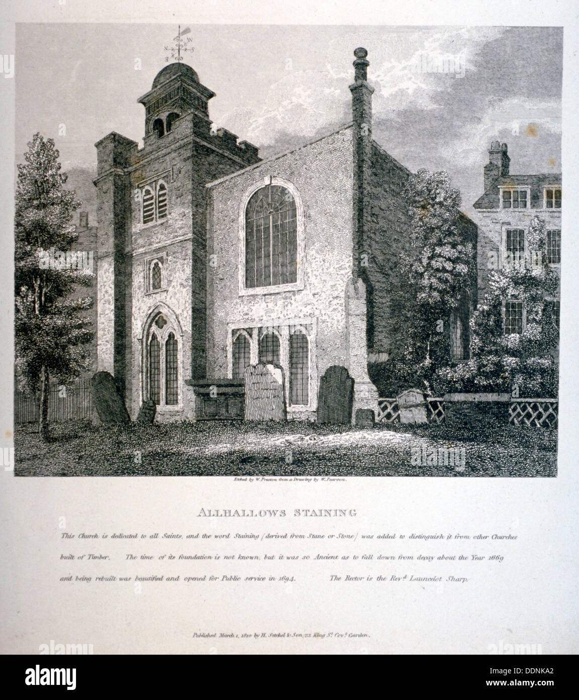 Church of All Hallows Staining, London, 1810. Artist: W Preston Stock ...