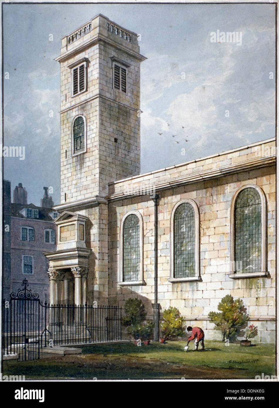 All Hallows Church, Lombard Street, London, 1811. Artist: George ...