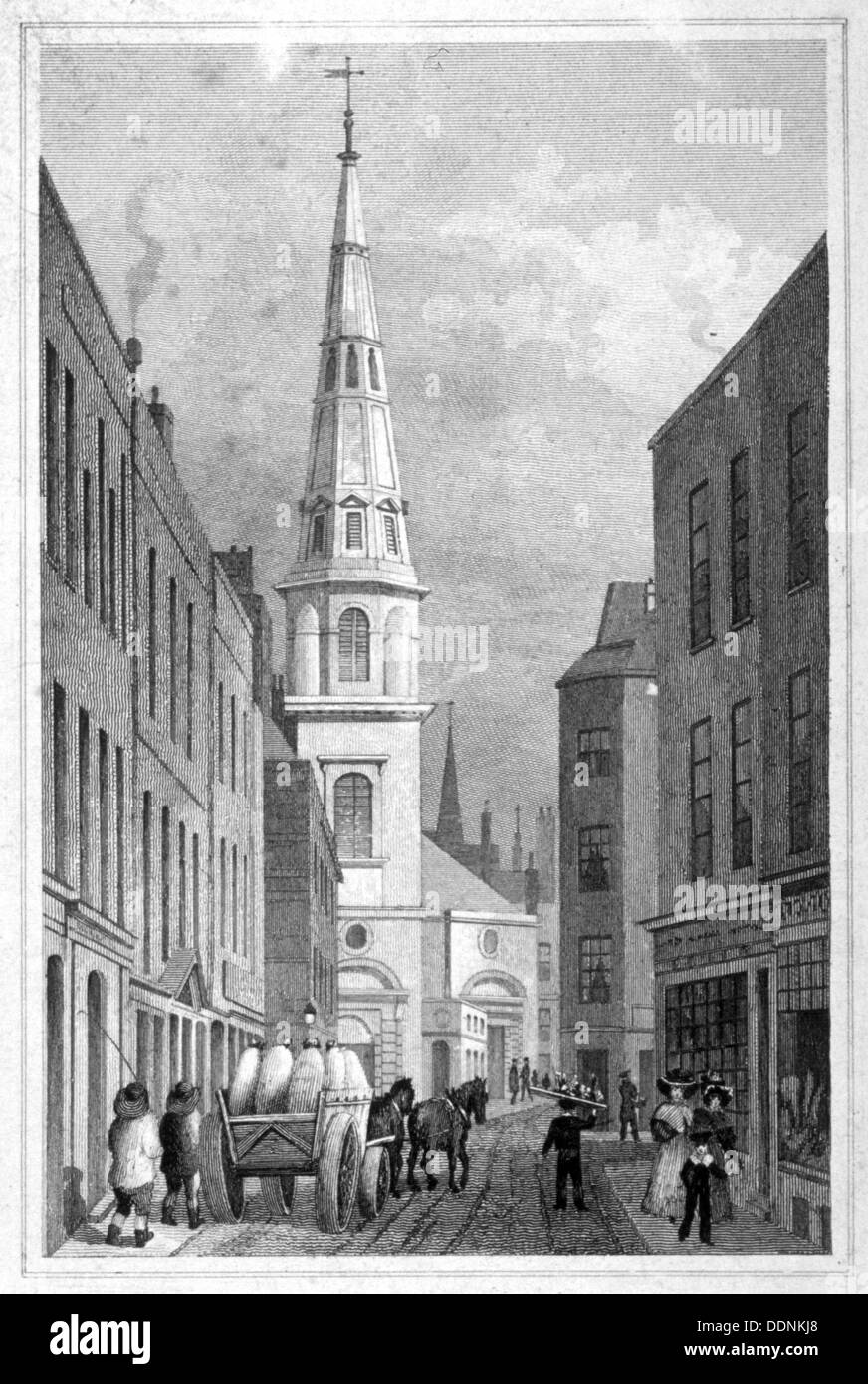 View of St Antholin from Watling Street, City of London, c1830. Artist ...