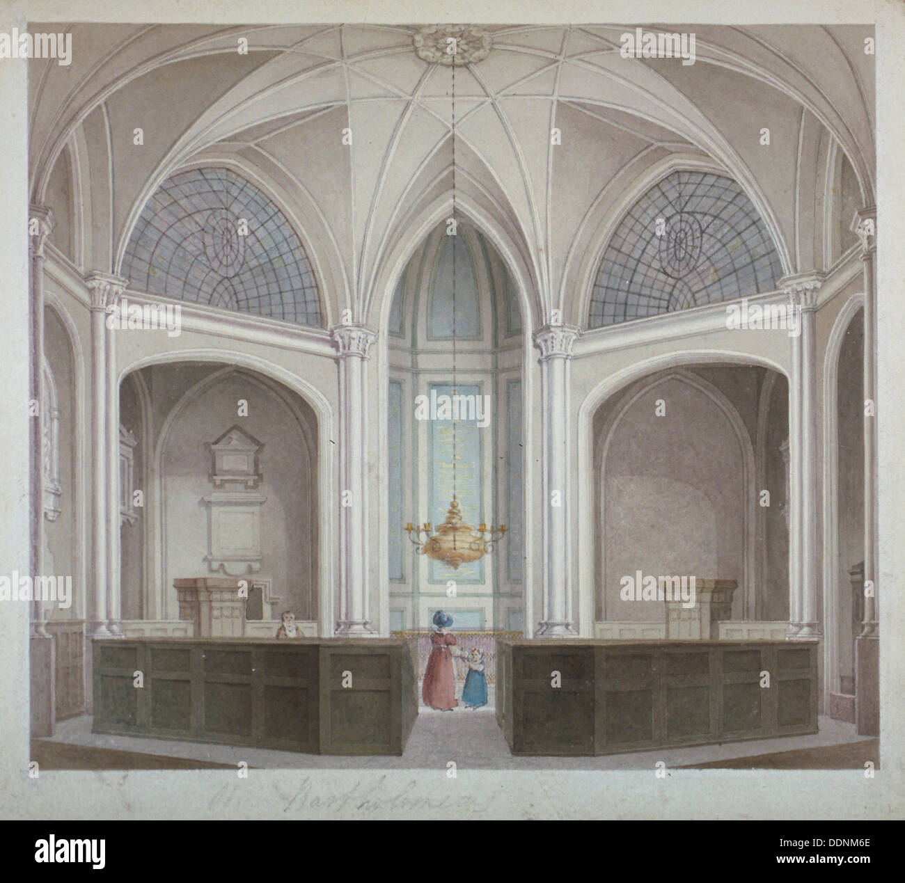 Interior of the Church of St Bartholomew-the-Less, City of London, 1834 ...