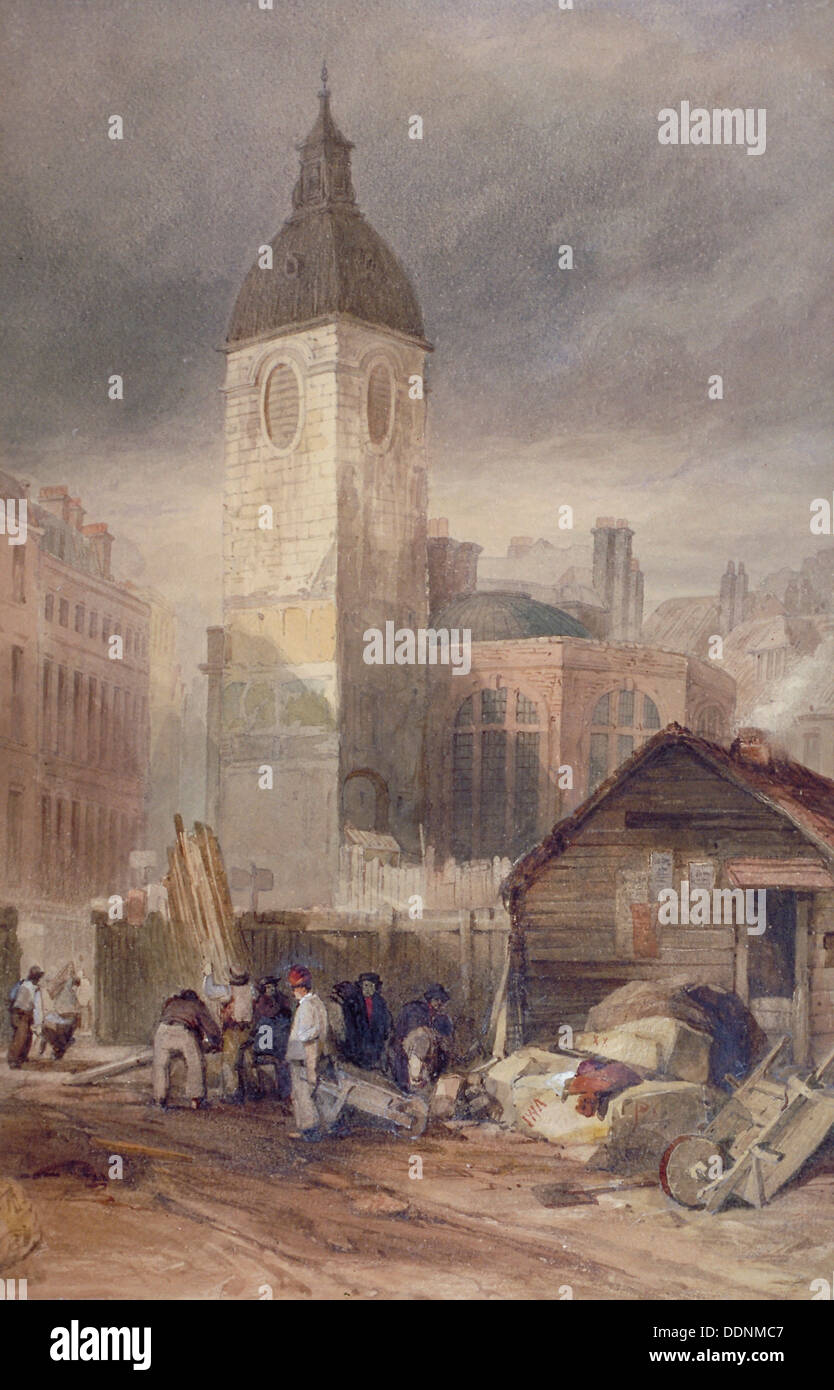 Demolition of the Church of St Benet Fink, City of London, 1844. Artist ...