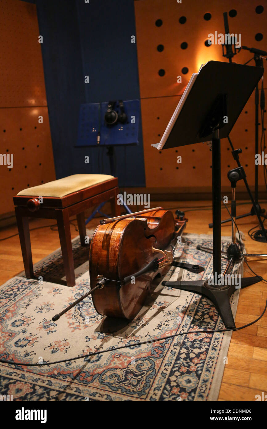 Cello in a recording studio Stock Photo - Alamy