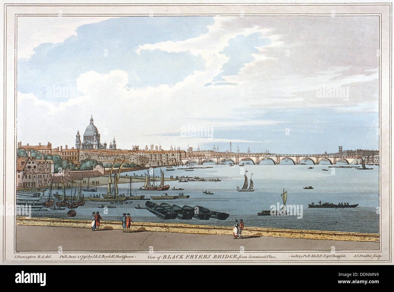 Blackfriars Bridge, London, 1795. Artist: Joseph Constantine Stadler ...