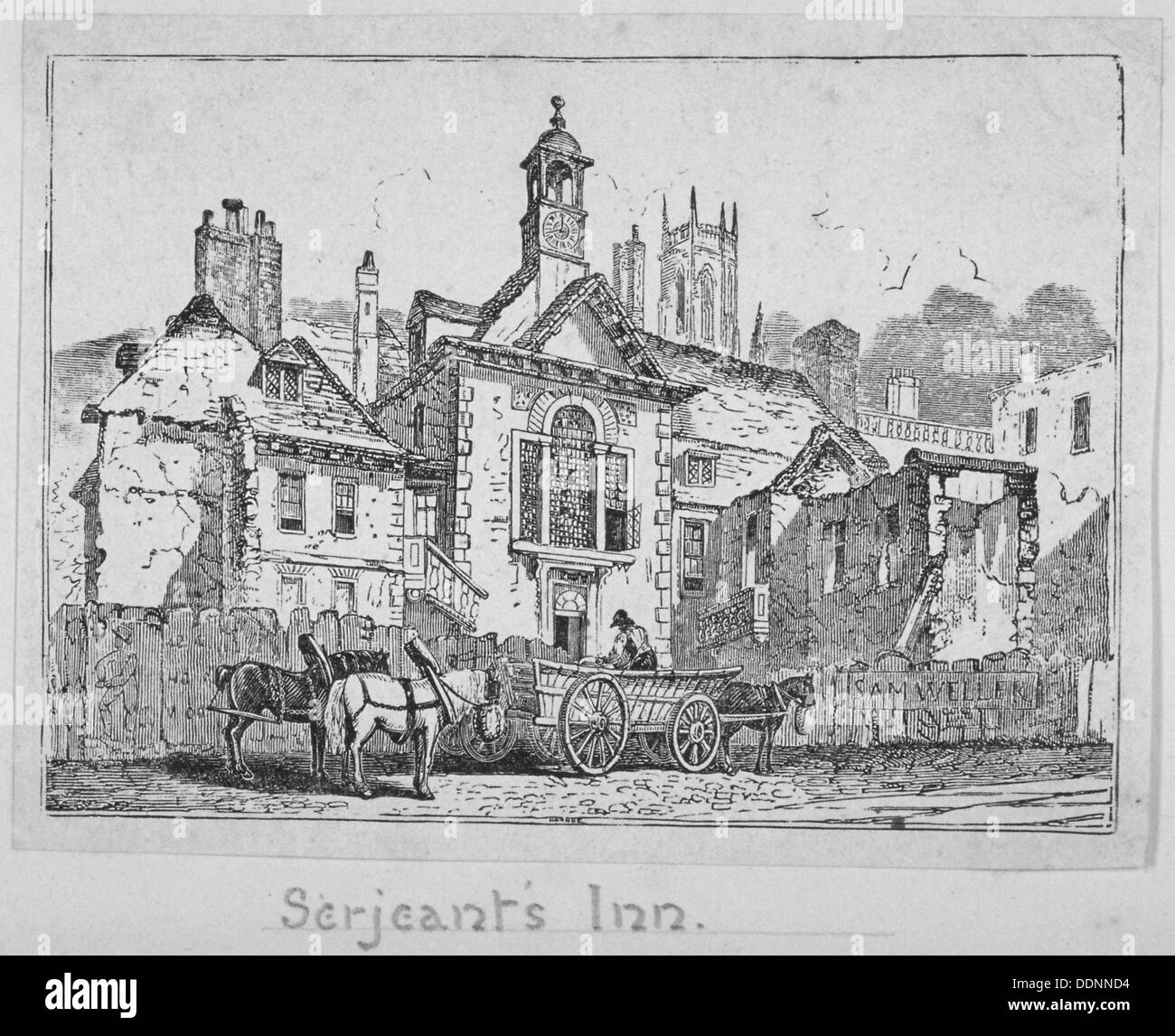 View of Serjeants' Inn with a horse and cart, Chancery Lane, City of ...