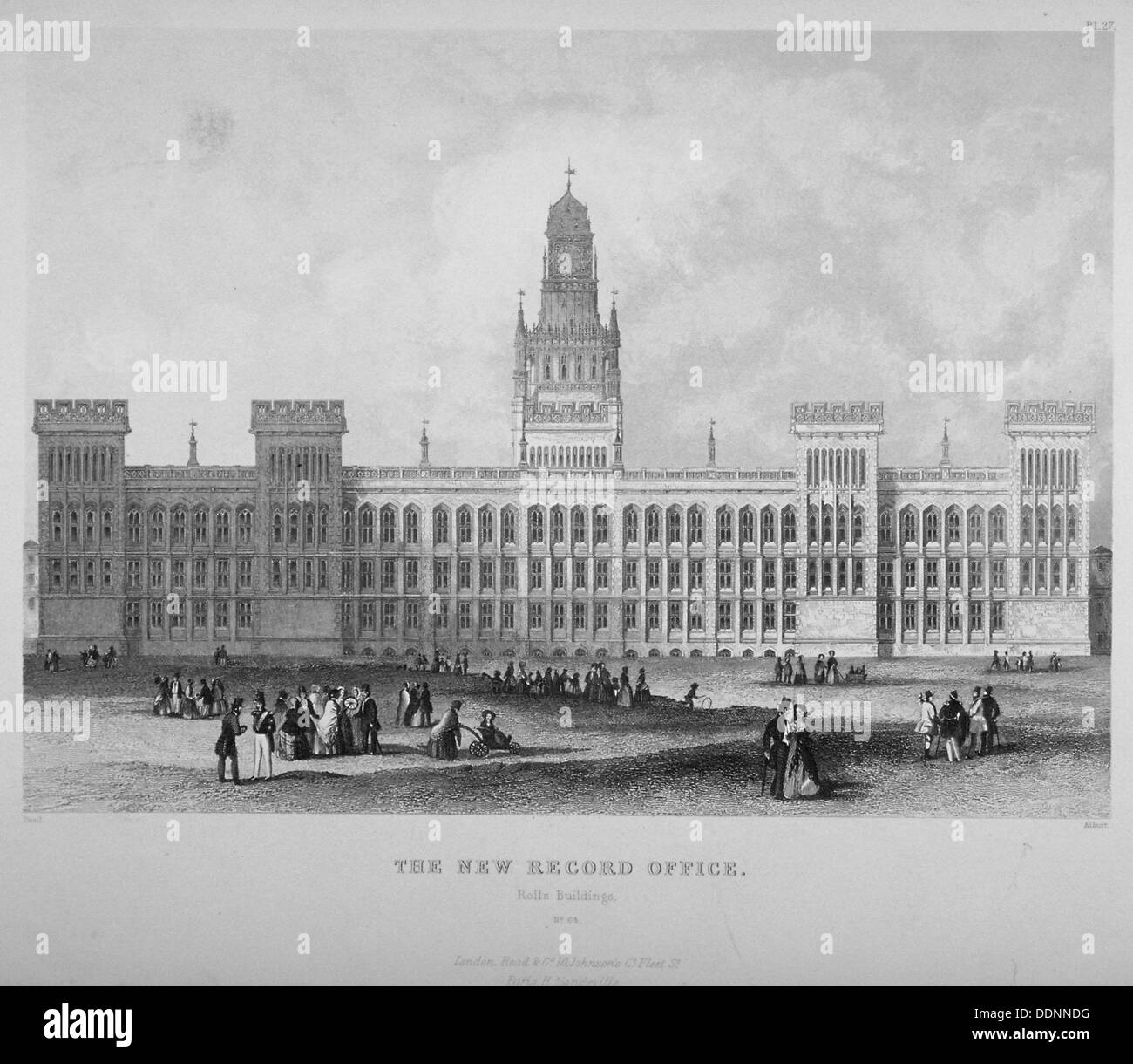 The Public Record Office, Chancery Lane, City of London, 1855. Artist ...