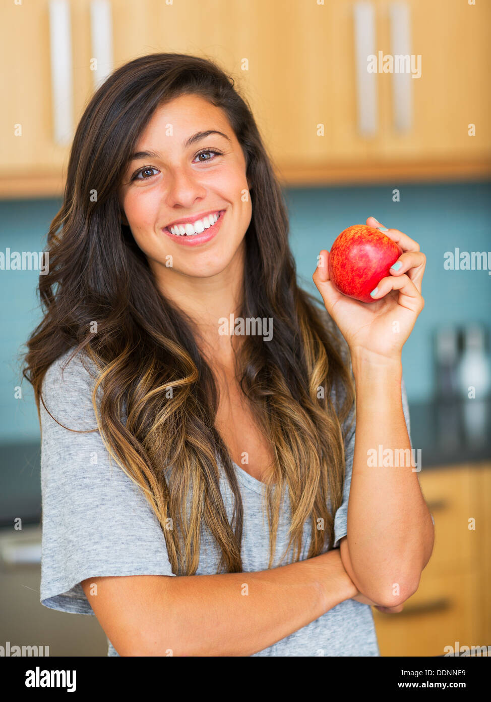 Portrait Of Beautiful Woman With An Apple Healthy Lifestyle Concept