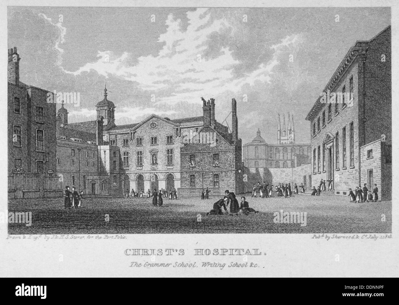 Christ's Hospital, City of London, 1823. Artist: James Sargant Storer ...