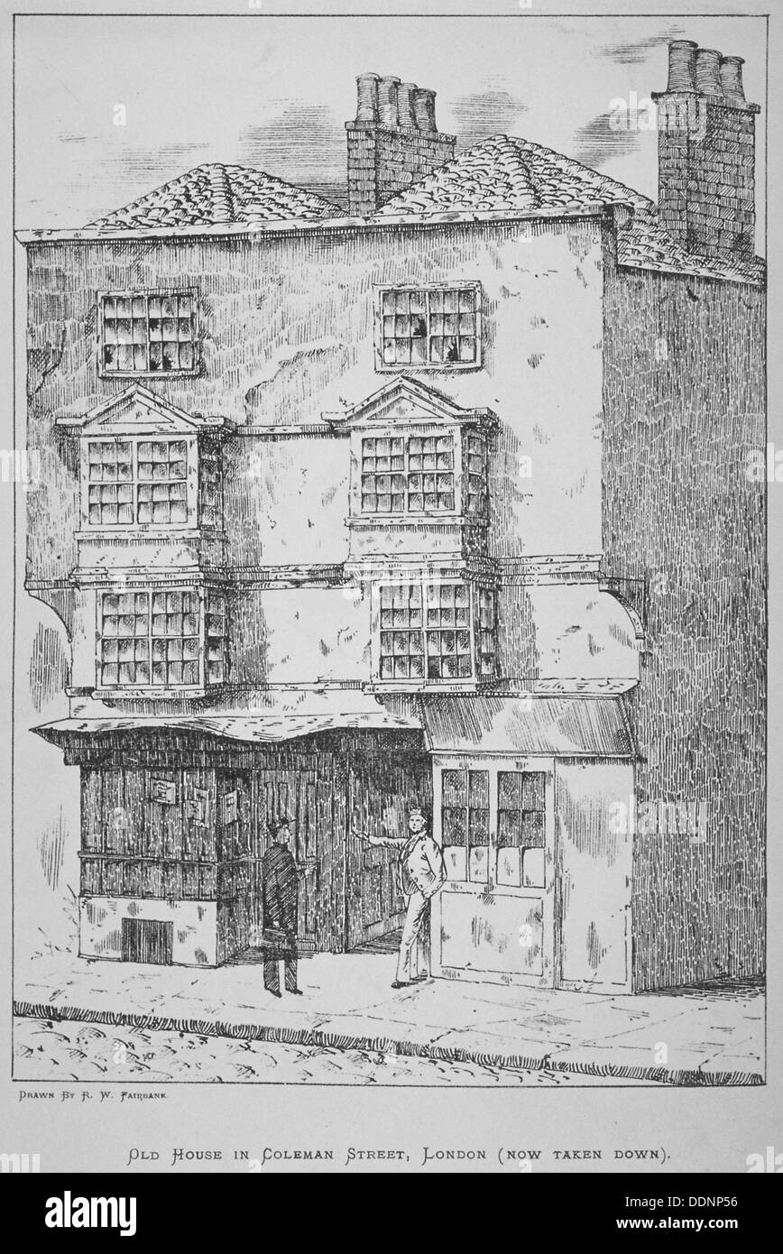 A house in Coleman Street, City of London, 1865. Artist: Anon Stock ...
