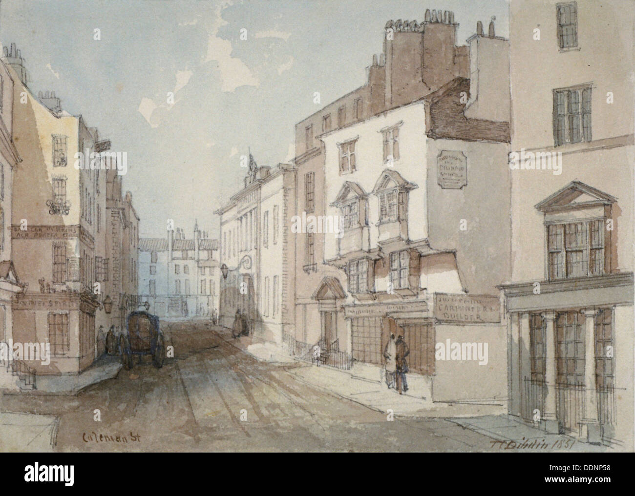 Coleman Street, City of London, 1851. Artist: Thomas Colman Dibdin ...